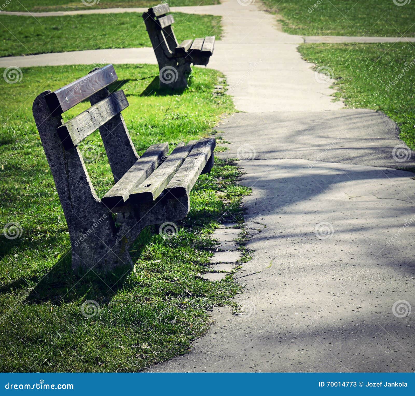 Two Old Abandoned Benches in Park Stock Image - Image of wooden, seat ...