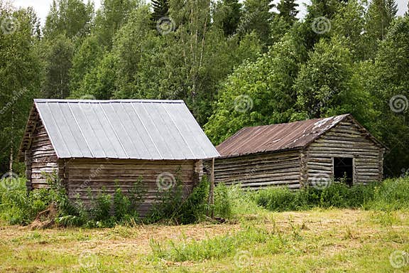 Two old barns stock image. Image of landscape, wood, barn - 29336811