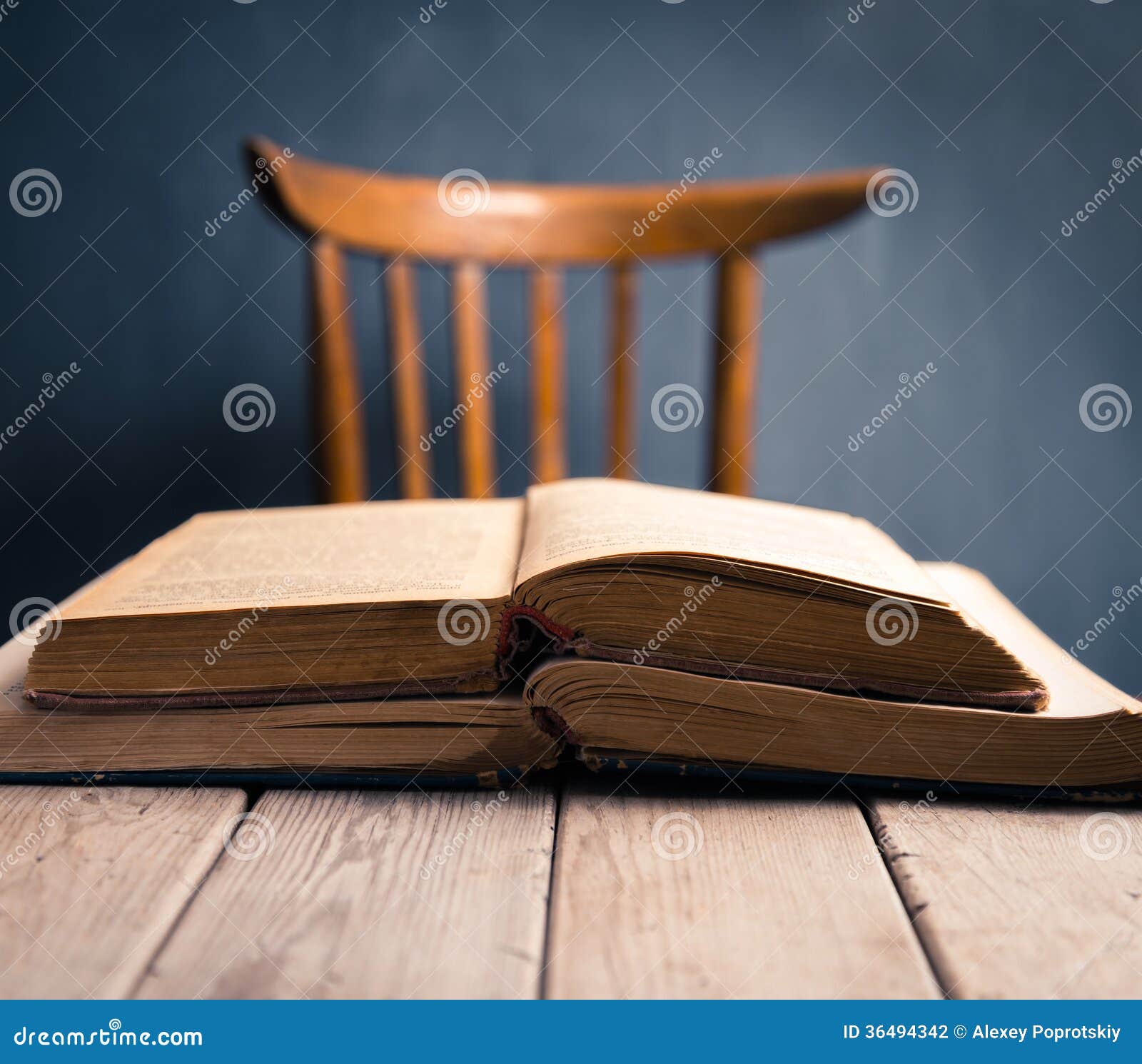 Two Old Books on a Wooden Table Stock Photo - Image of empty, learn ...