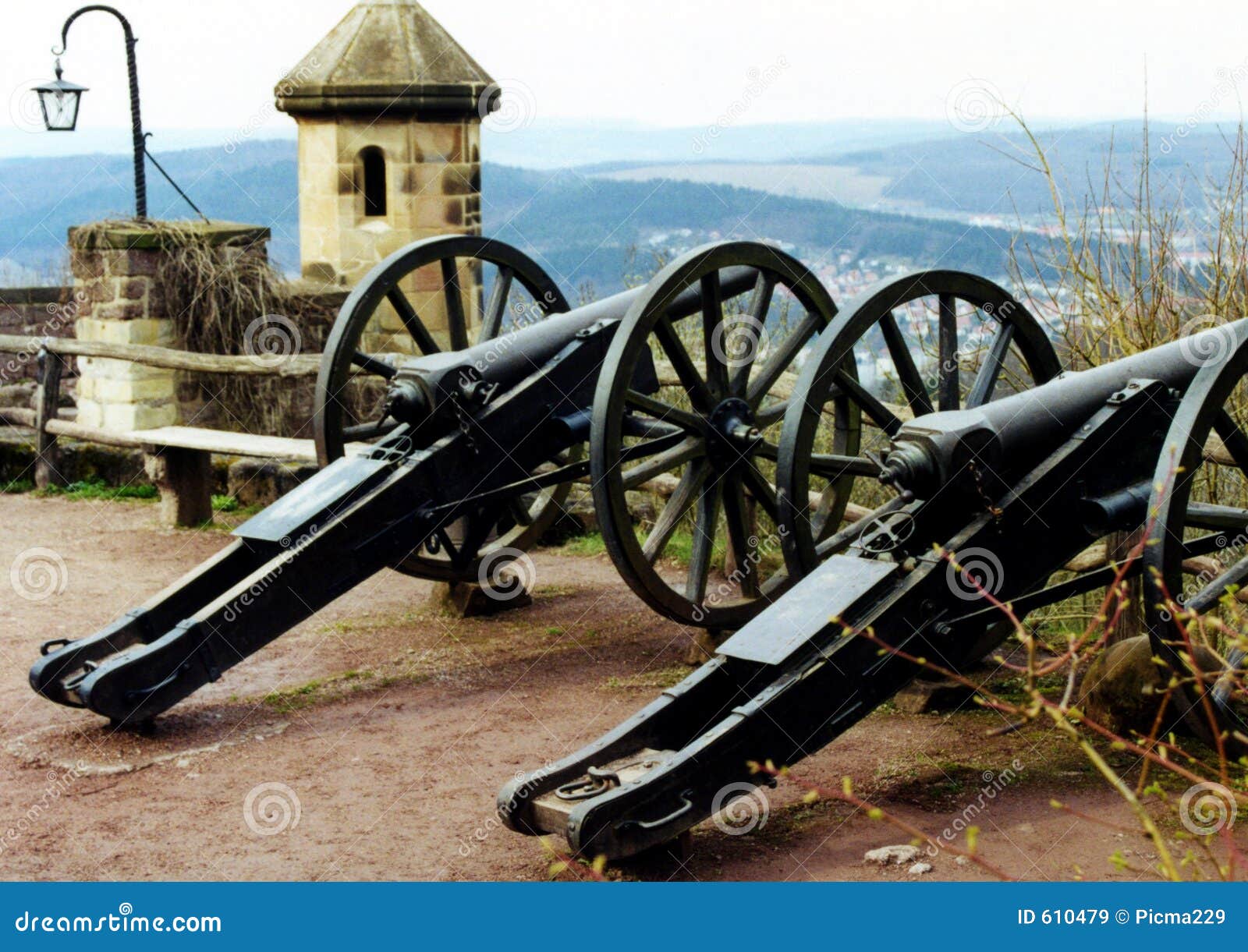Two old cannons stock image. Image of tower, protection - 610479