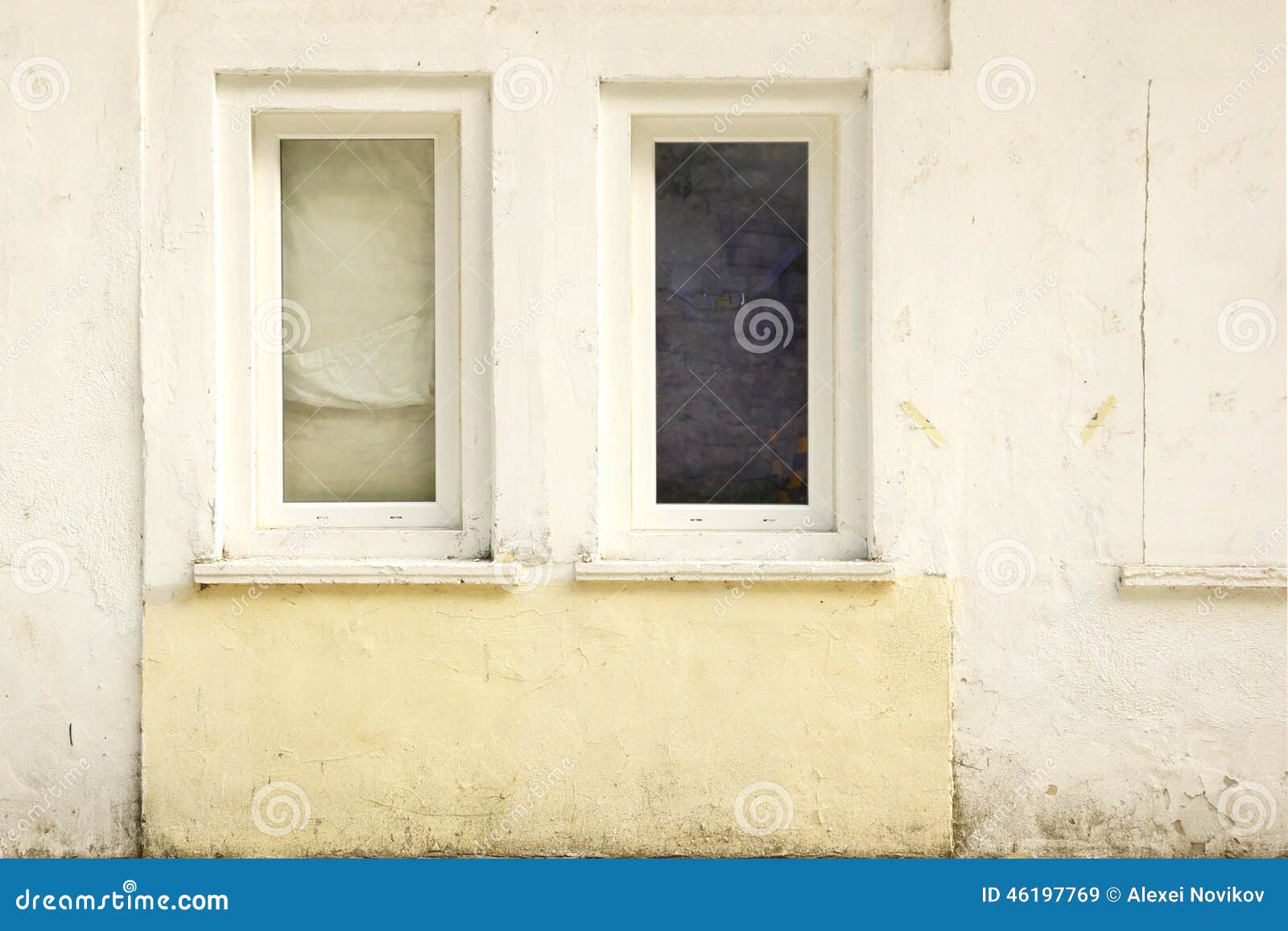 Closed Windows In Brick Wall With Drainage And Balcony Royalty-Free ...