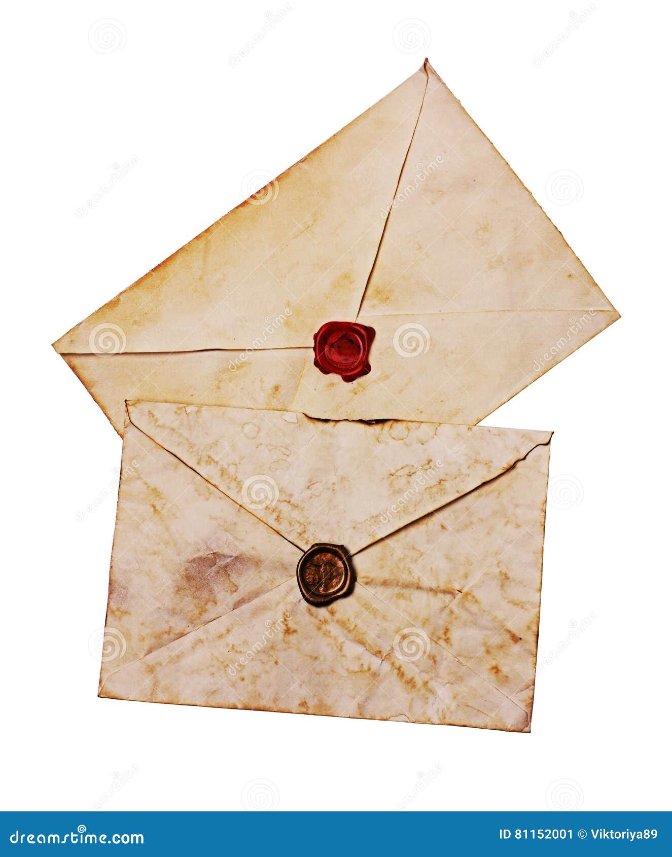 Two Old Envelopes with Red and Brown Seal Wax Stock Image - Image of ...