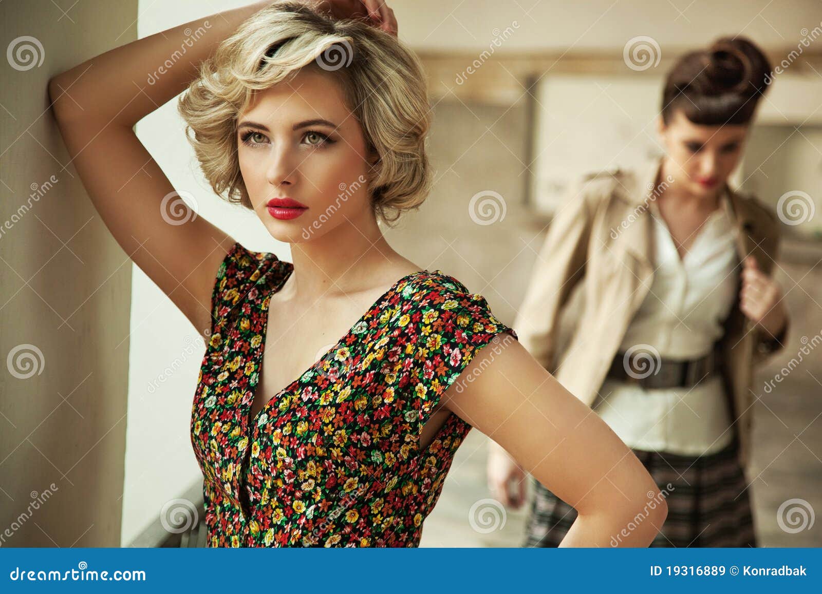 Two old-fashioned ladies stock image. Image of architecture - 19316889