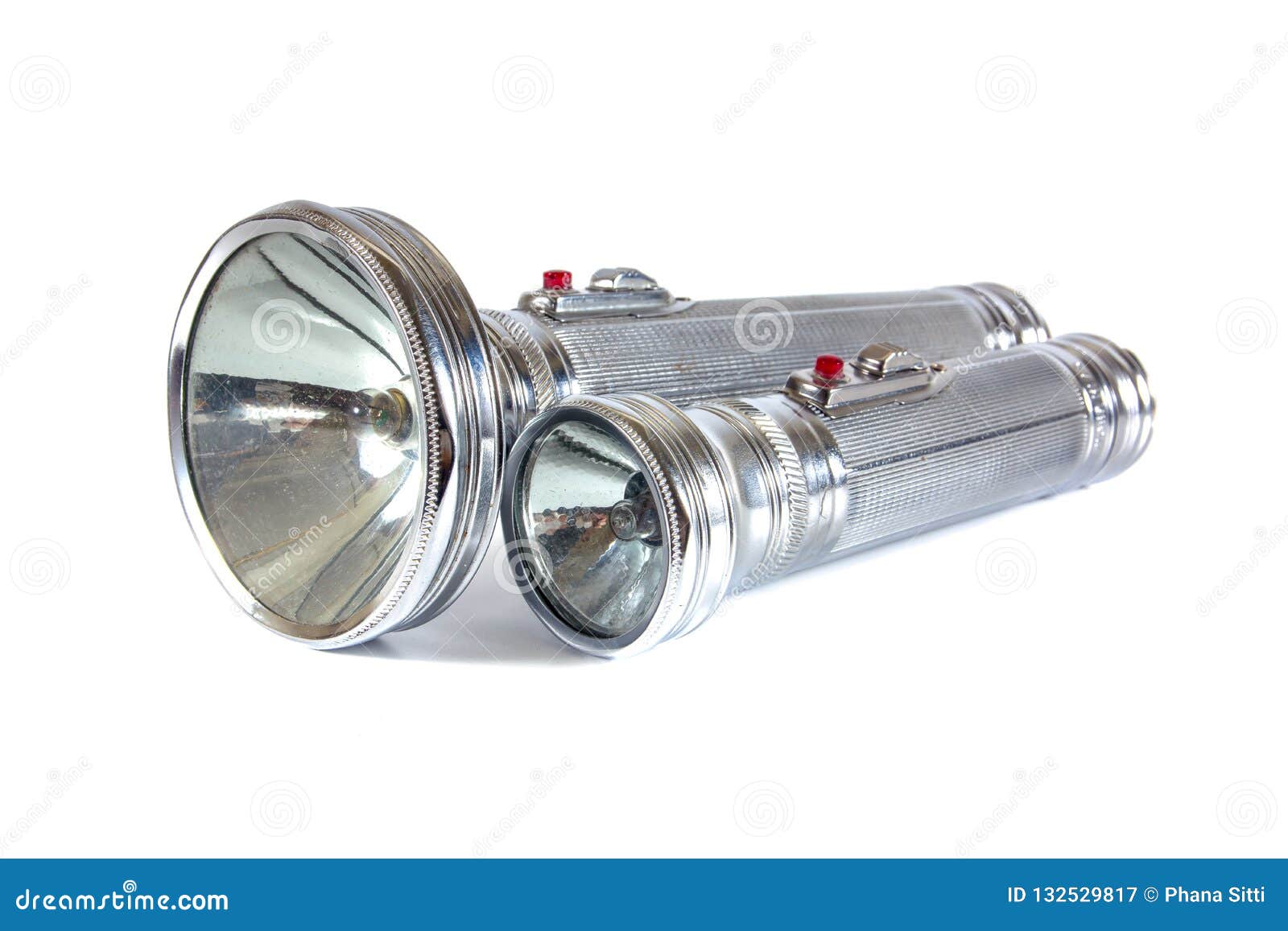 Two Old Flashlight Isolated on White Background Stock Image - Image of ...