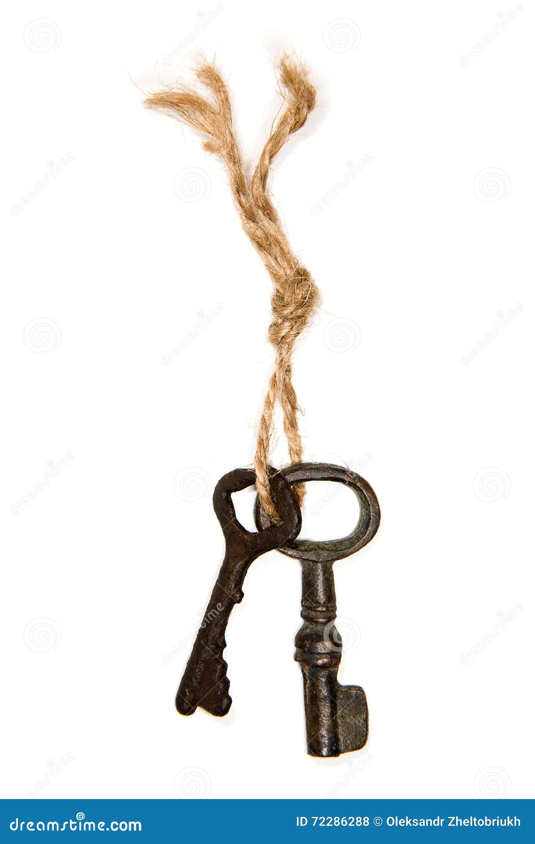Two Old Keys from the Door Tied with Rope Stock Photo - Image of rope ...