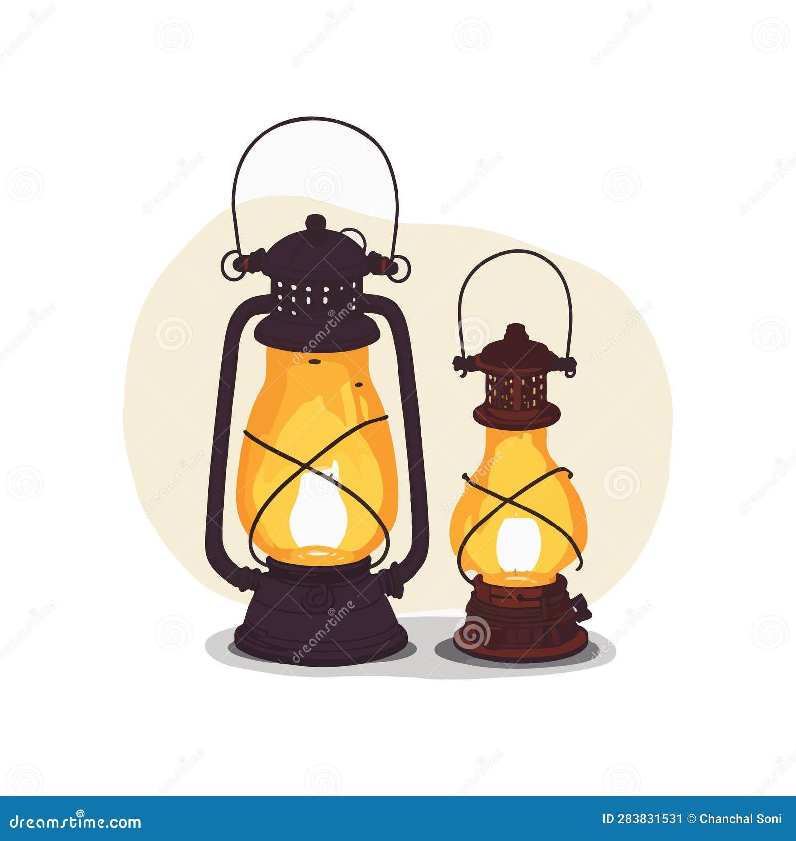 Two Old Lantern Vector Illustration Stock Illustration - Illustration ...