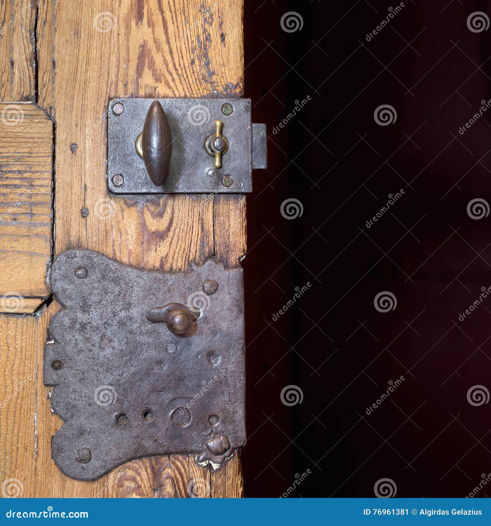 Two Old Locks in a Wooden Door Stock Image - Image of dirty, design ...