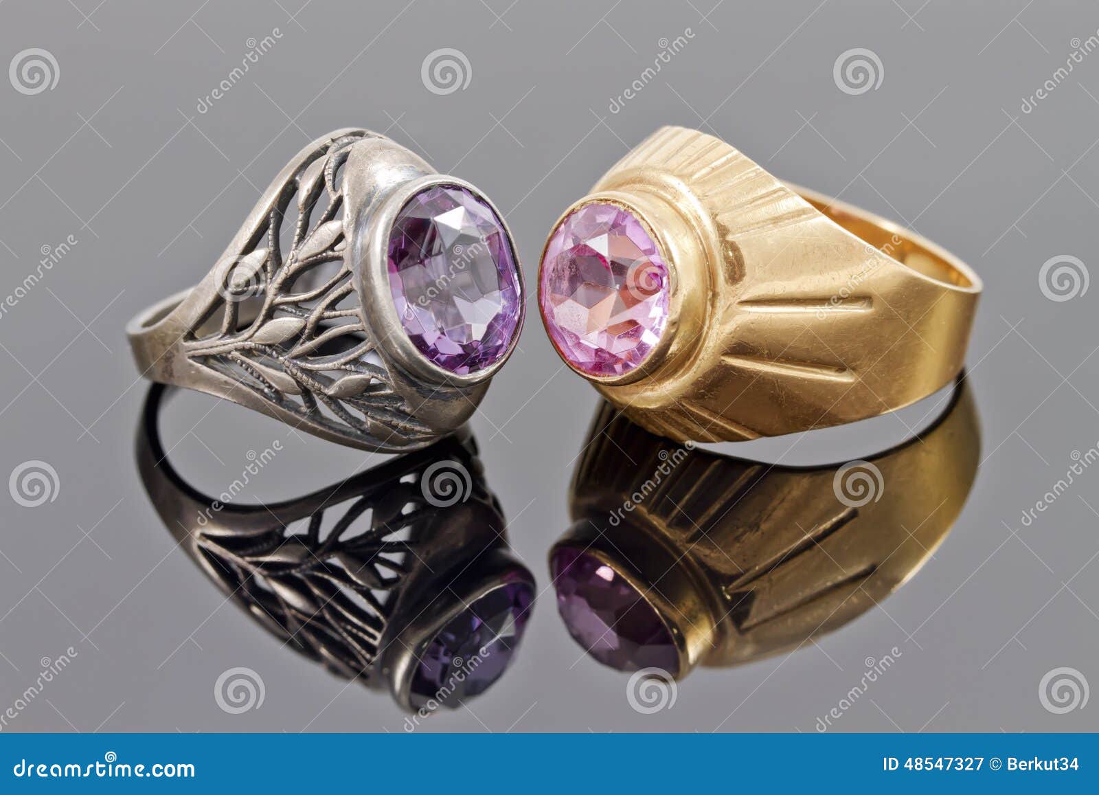 Two Old Ring from Gold and Silver Stock Image - Image of gold, diamond ...