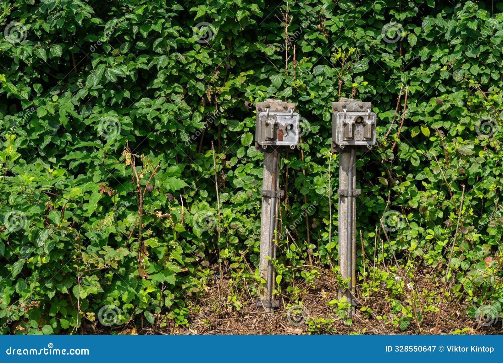 Two Old Rusty Electrical Switches with a Button for Railway Switches ...