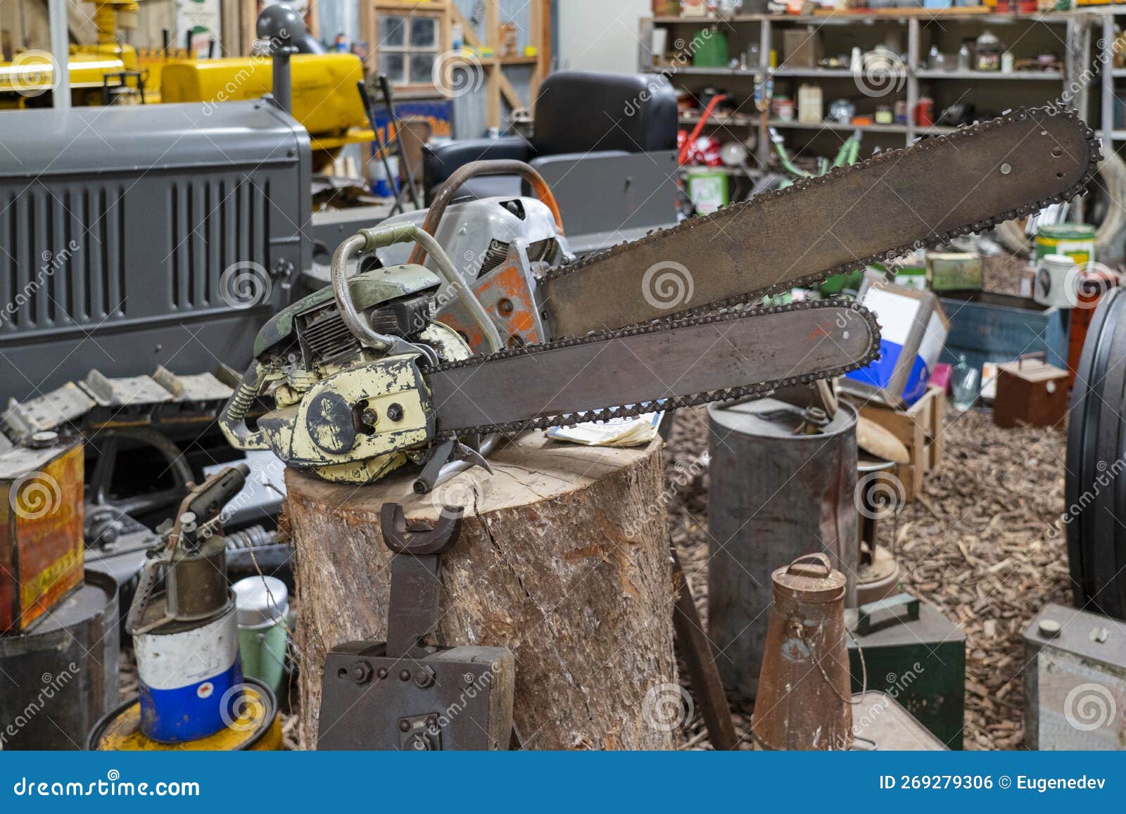 Two Old Rusty Woodcutter Chain Saws Editorial Photo - Image of machine ...
