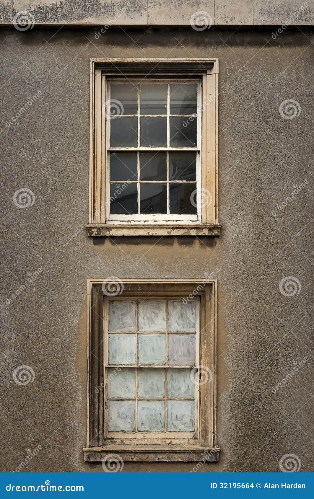 Two old sash windows stock photo. Image of obscured, window - 32195664