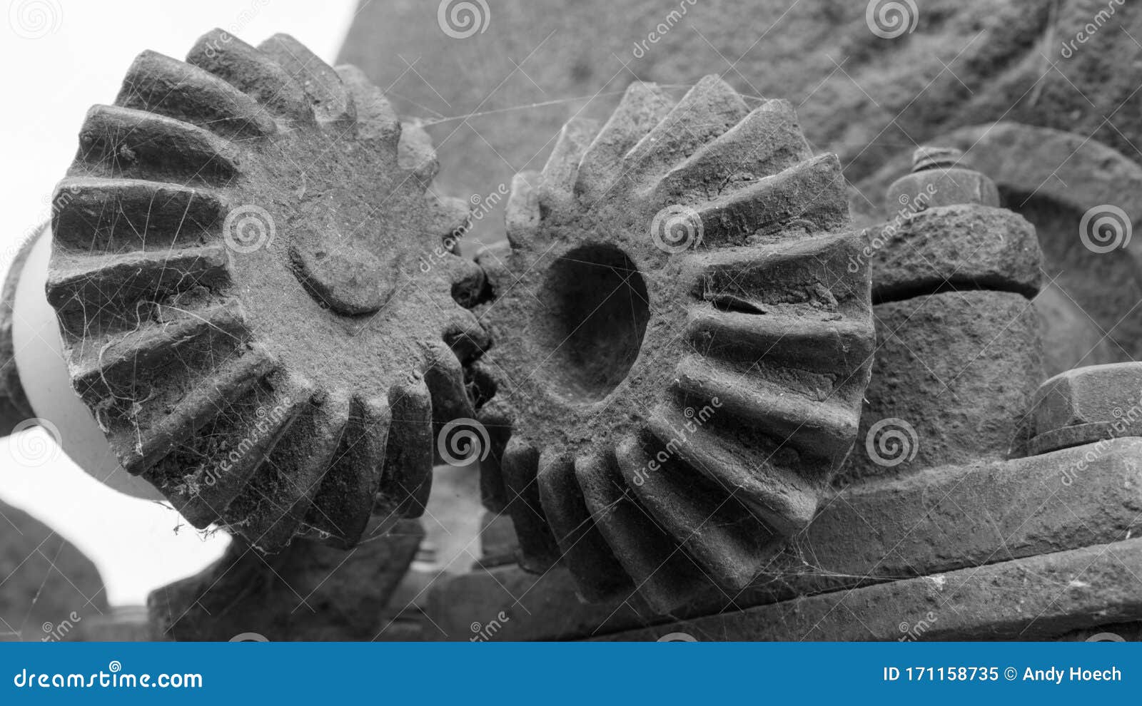 Two Old Stone Gears with Cobwebs that Mesh Stock Image - Image of ...