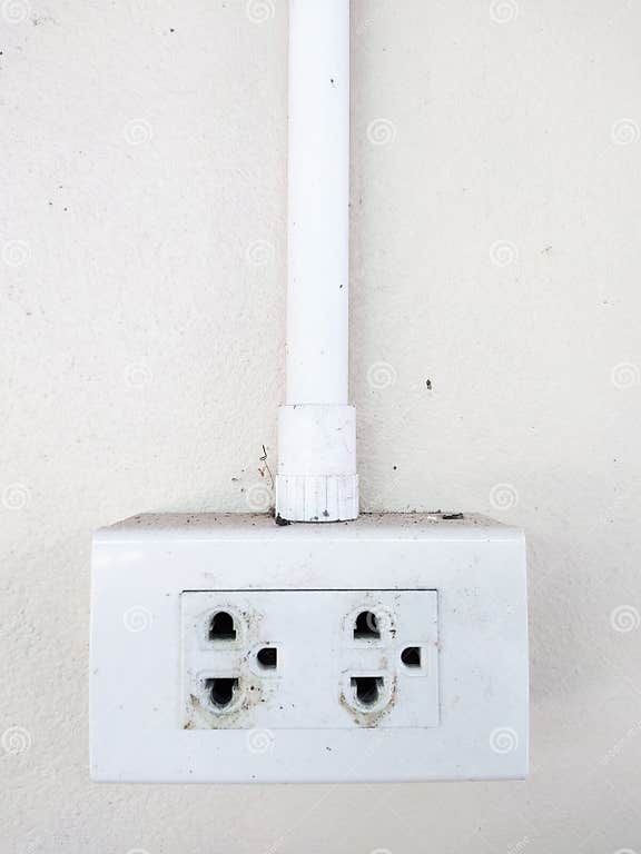Two Old Style Electric Sockets on the Wall of the Wall Stock Image ...