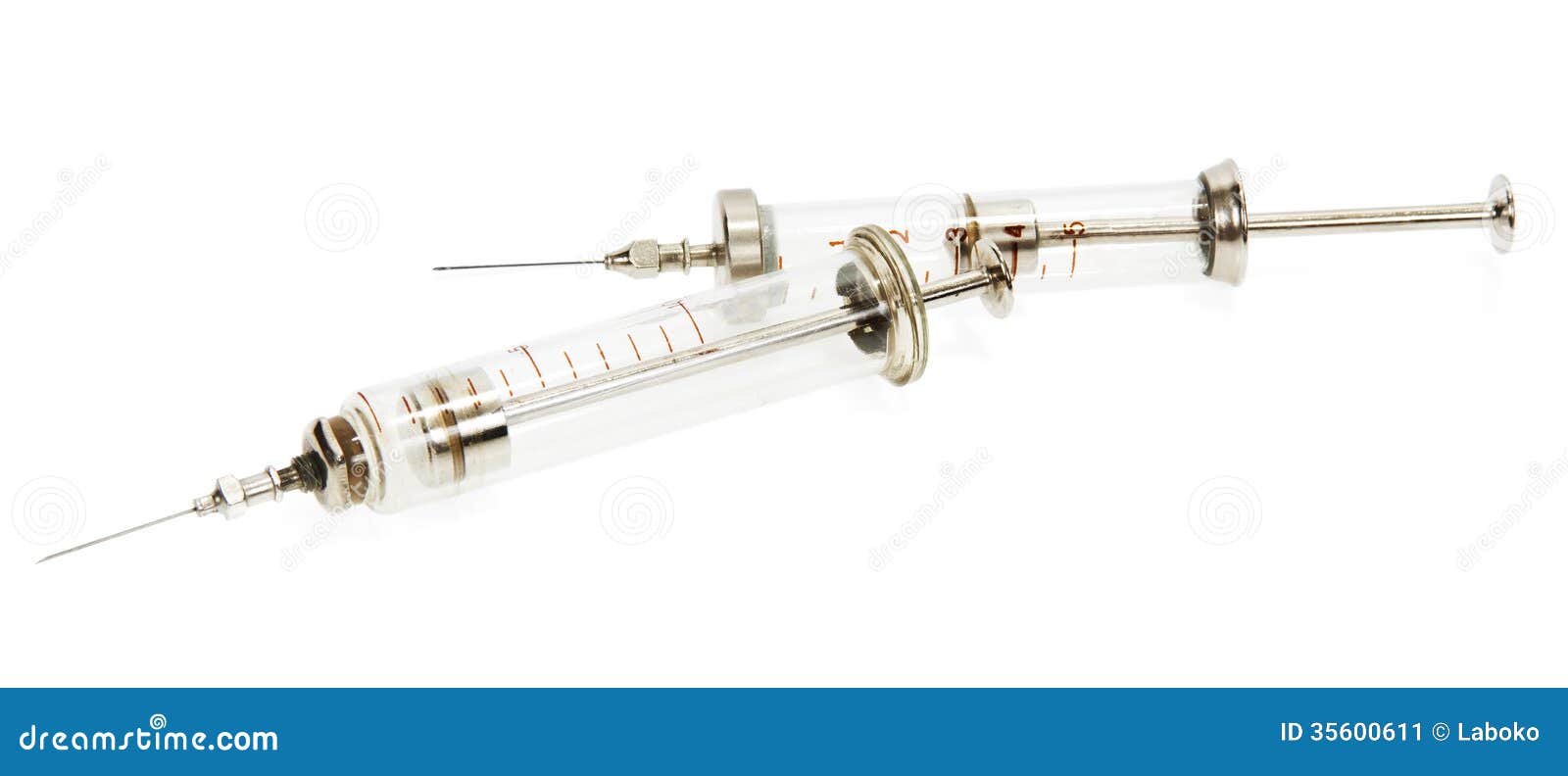 Two old syringes close up stock image. Image of chemical - 35600611