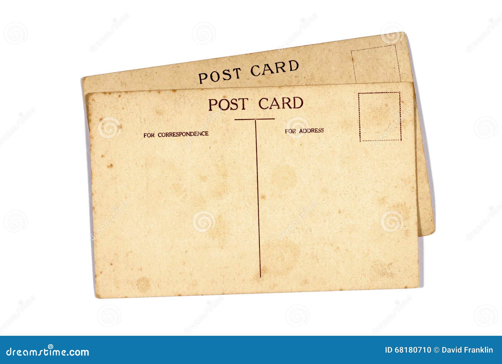 Two Old Vintage Post Cards Isolated on White Stock Photo - Image of ...