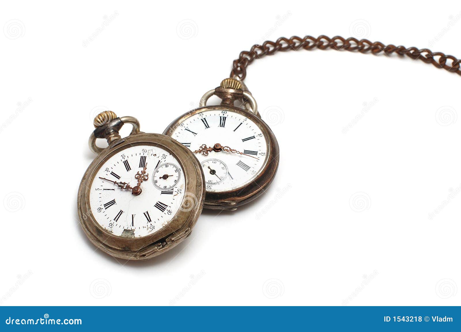 Two Old Watches Isolated on White Stock Photo - Image of antique ...