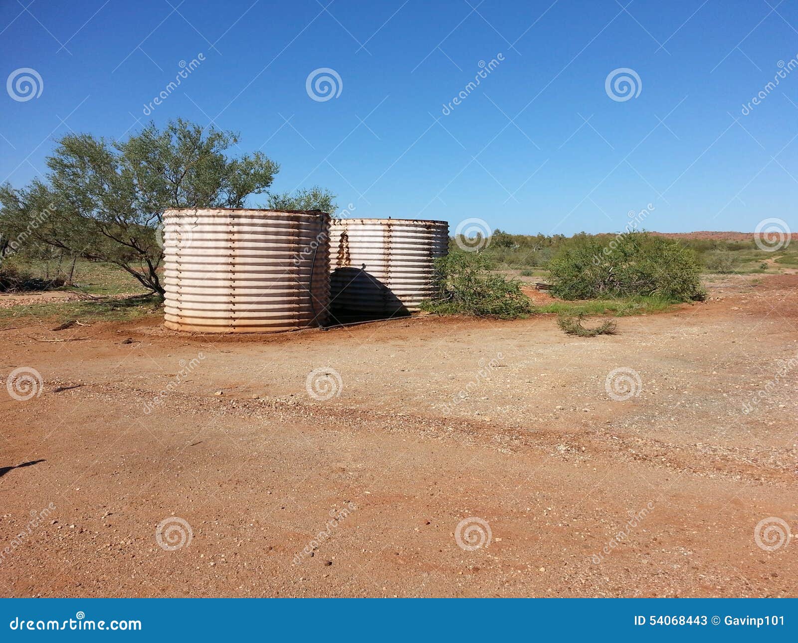 Two Old Water Tanks in Australian Outback Drought Stock Image - Image ...