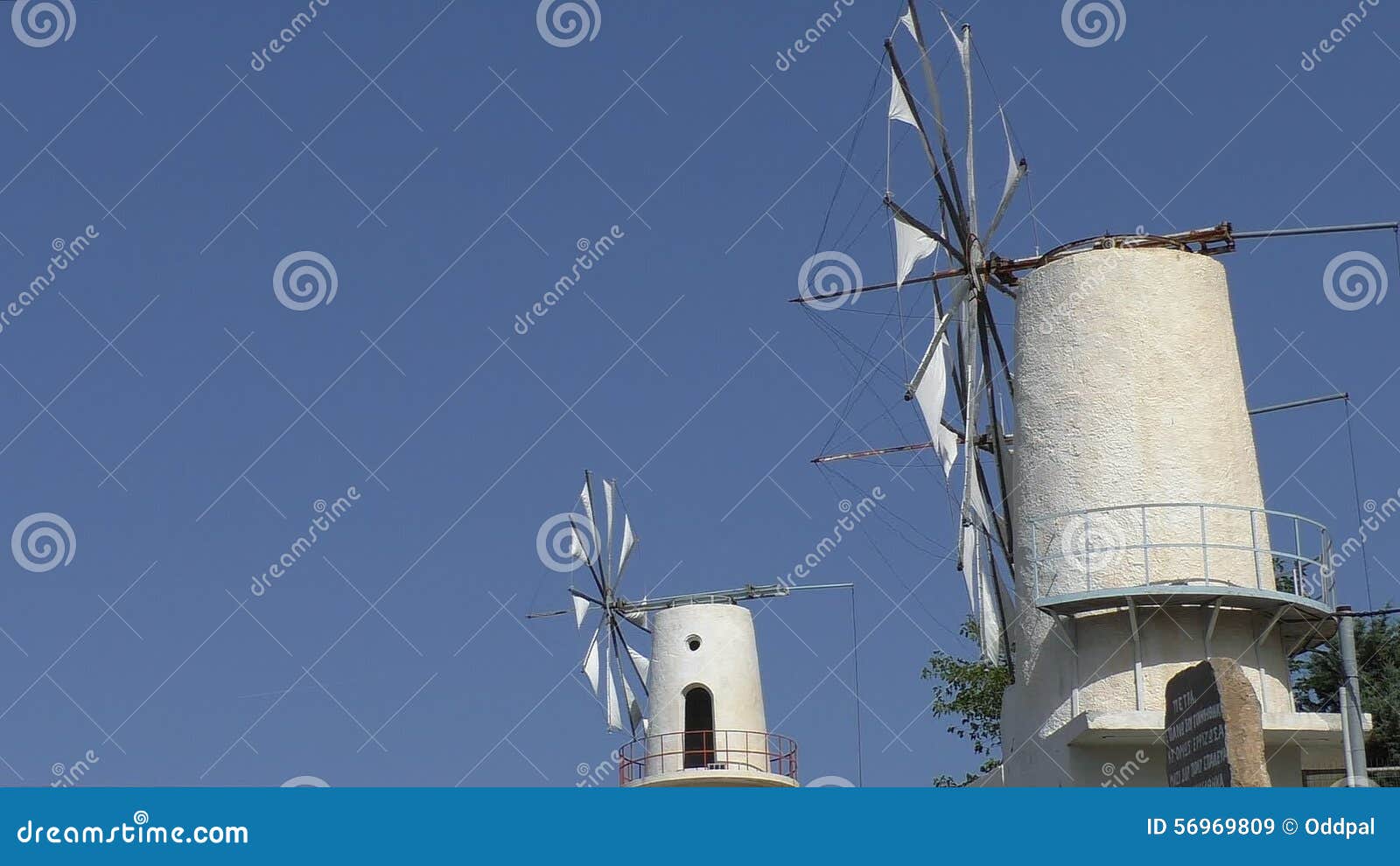 Two Old White Windmills Working Stock Video - Video of energy, blue ...