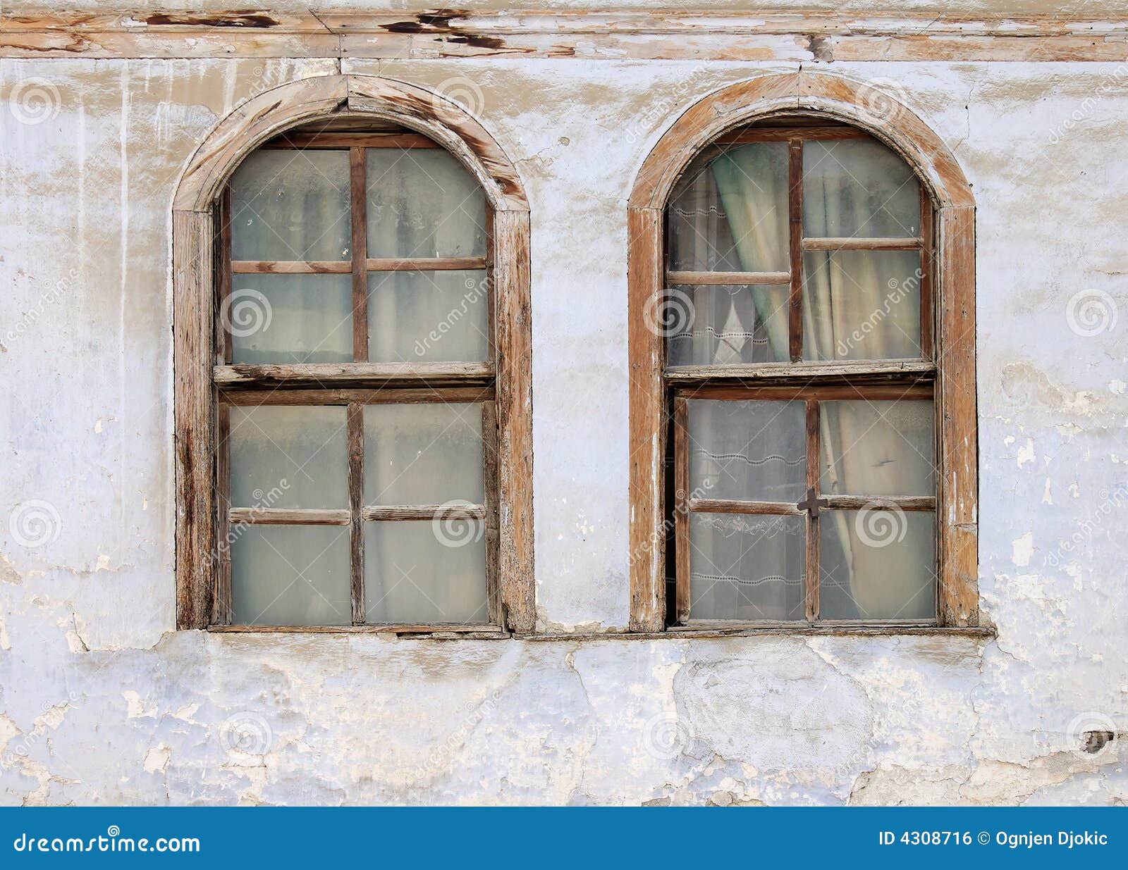 Two old windows stock photo. Image of side, detailed, wall - 4308716