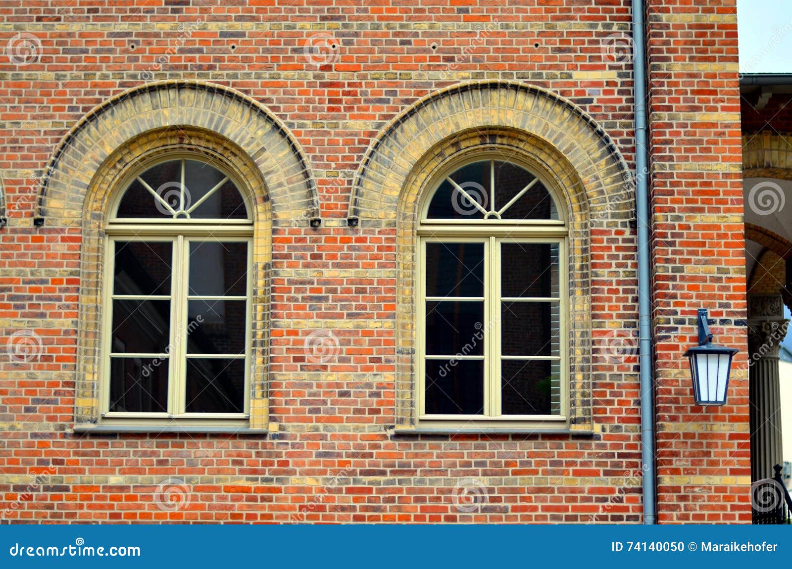 Two Old Windows with Bricks and Arch Stock Photo - Image of brick ...