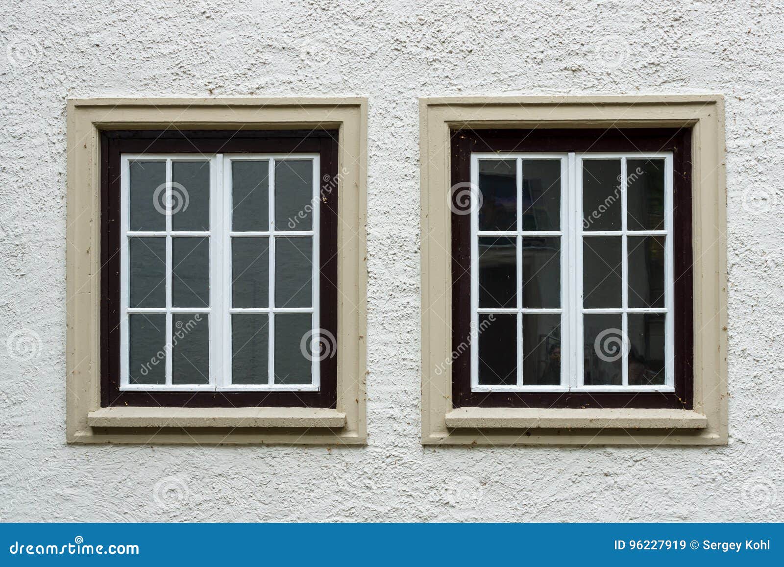 Two old windows. stock image. Image of facade, residential - 96227919
