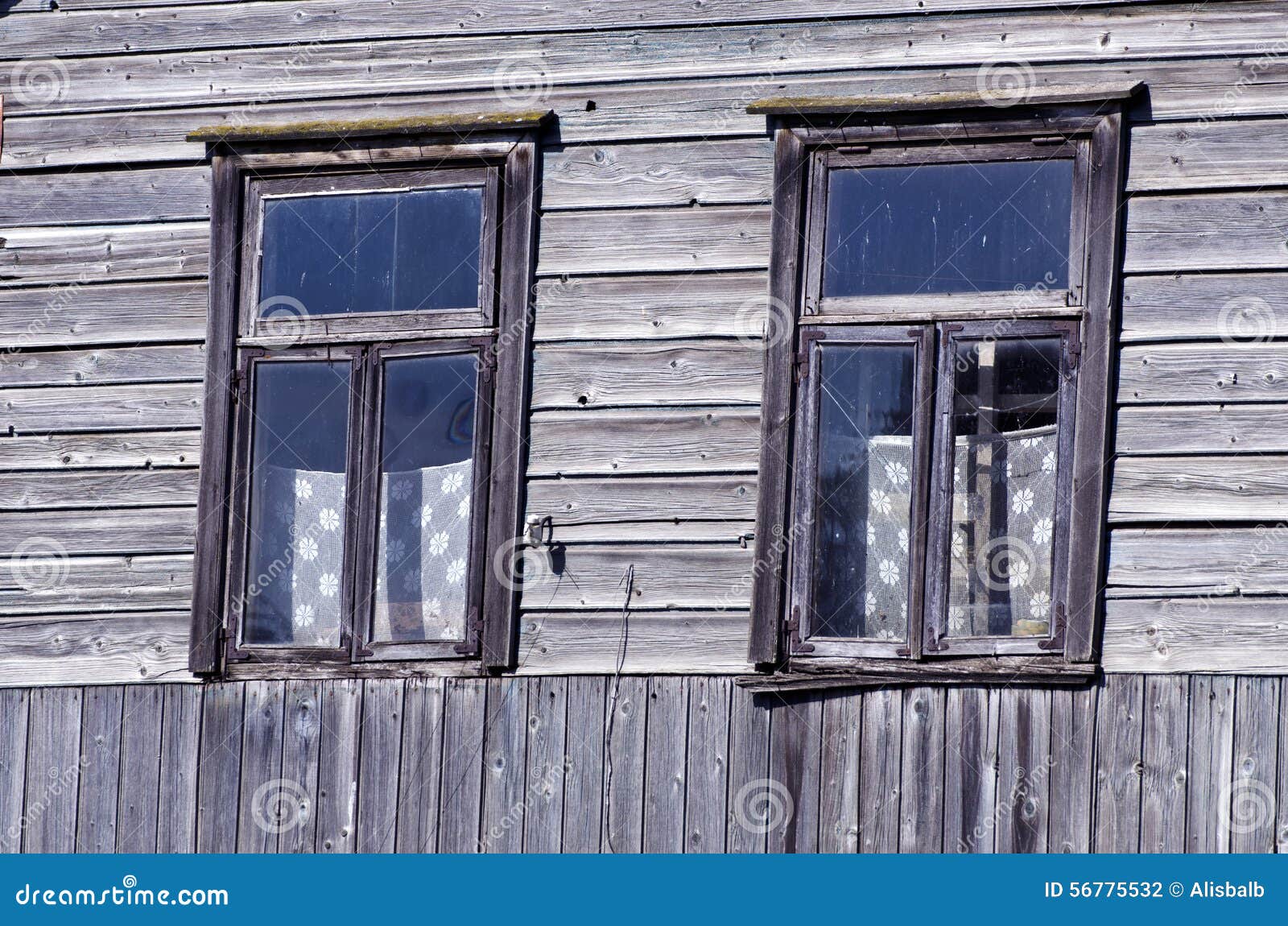 Two Old Windows on Farm Wall Stock Photo - Image of architecture, wall ...