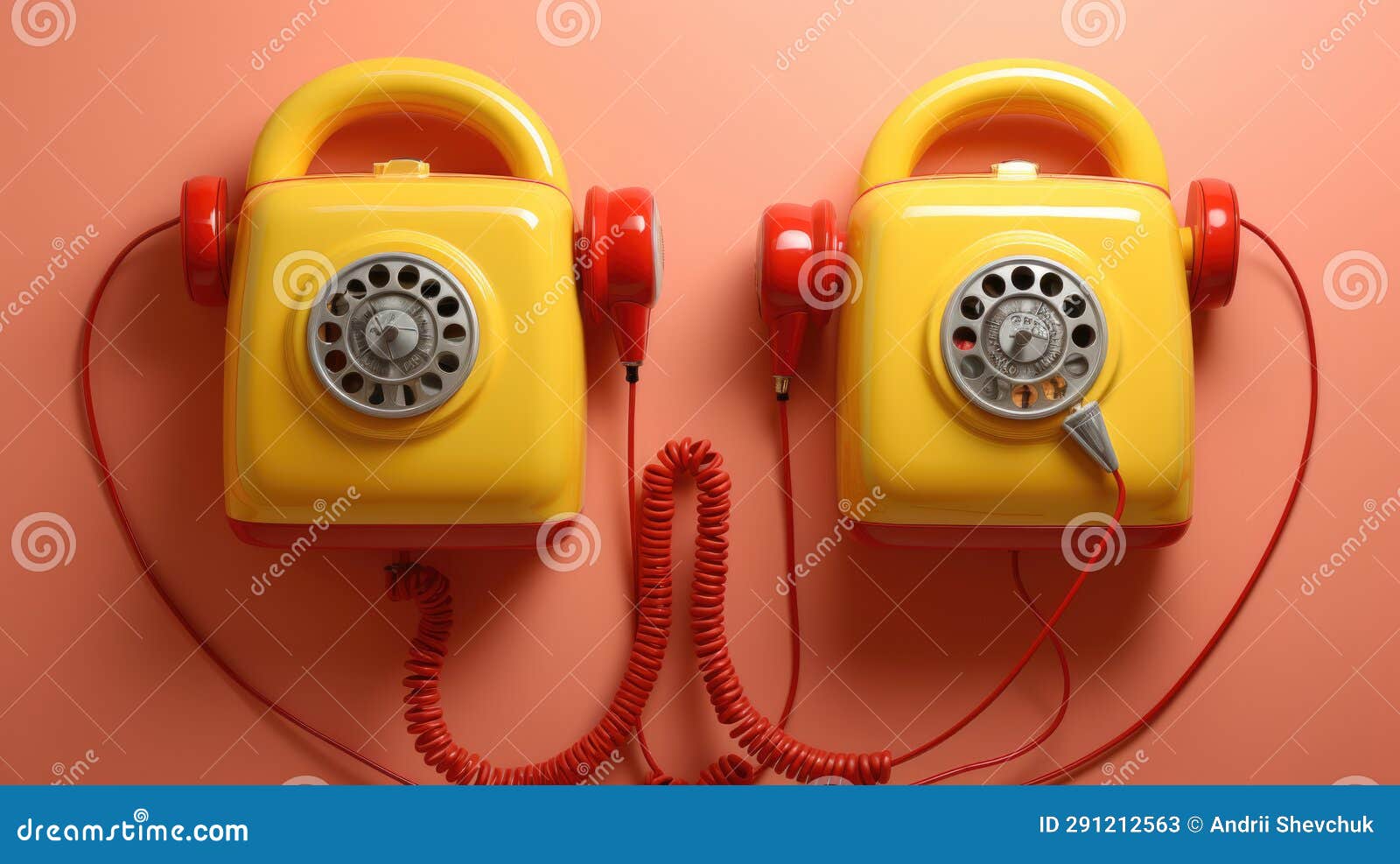 Two Old Yellow Telephone Rings with Handset Off Stock Illustration ...