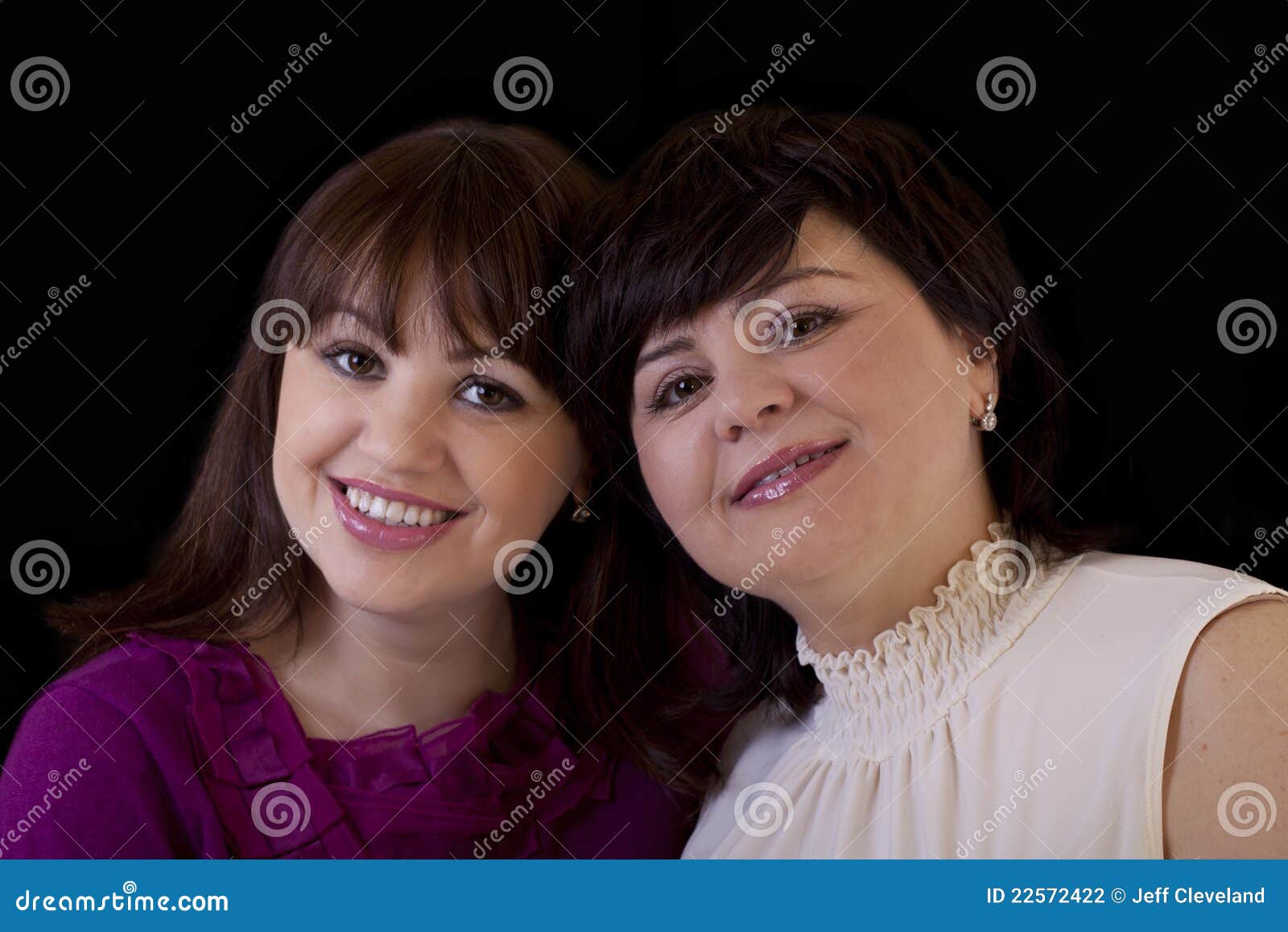 Two Older Sisters Portrait Heads Together Smiling Stock Photo - Image ...