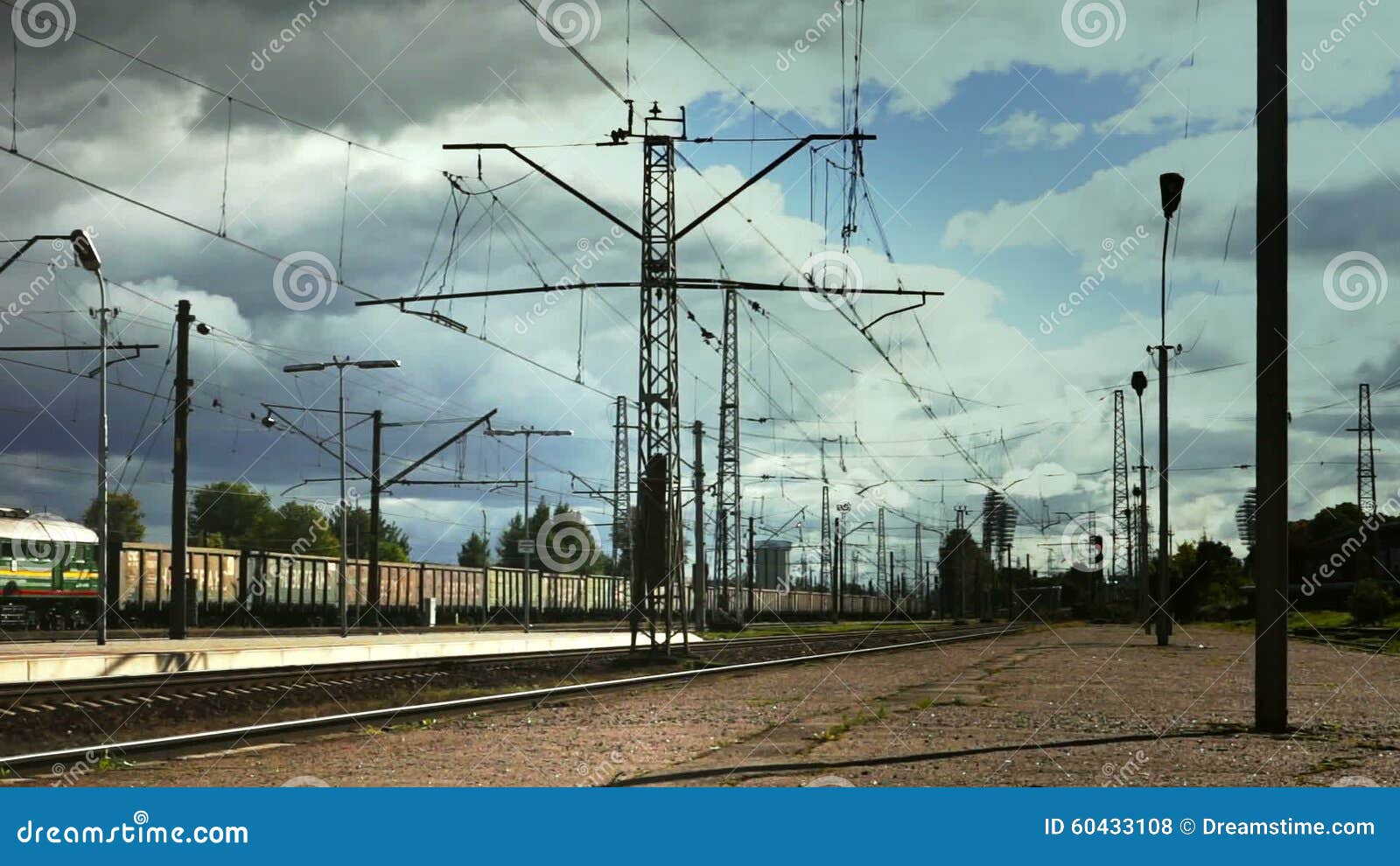 Two Oncoming Freight Trains. Stock Footage - Video of wires, people ...