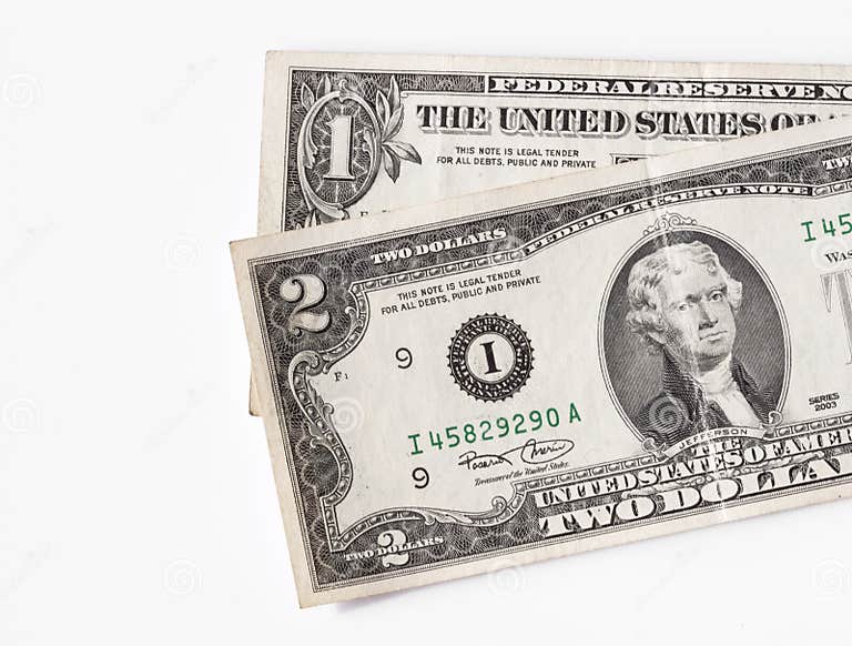 Two and One Dollar Bills - RAW Format Stock Image - Image of high, cash ...
