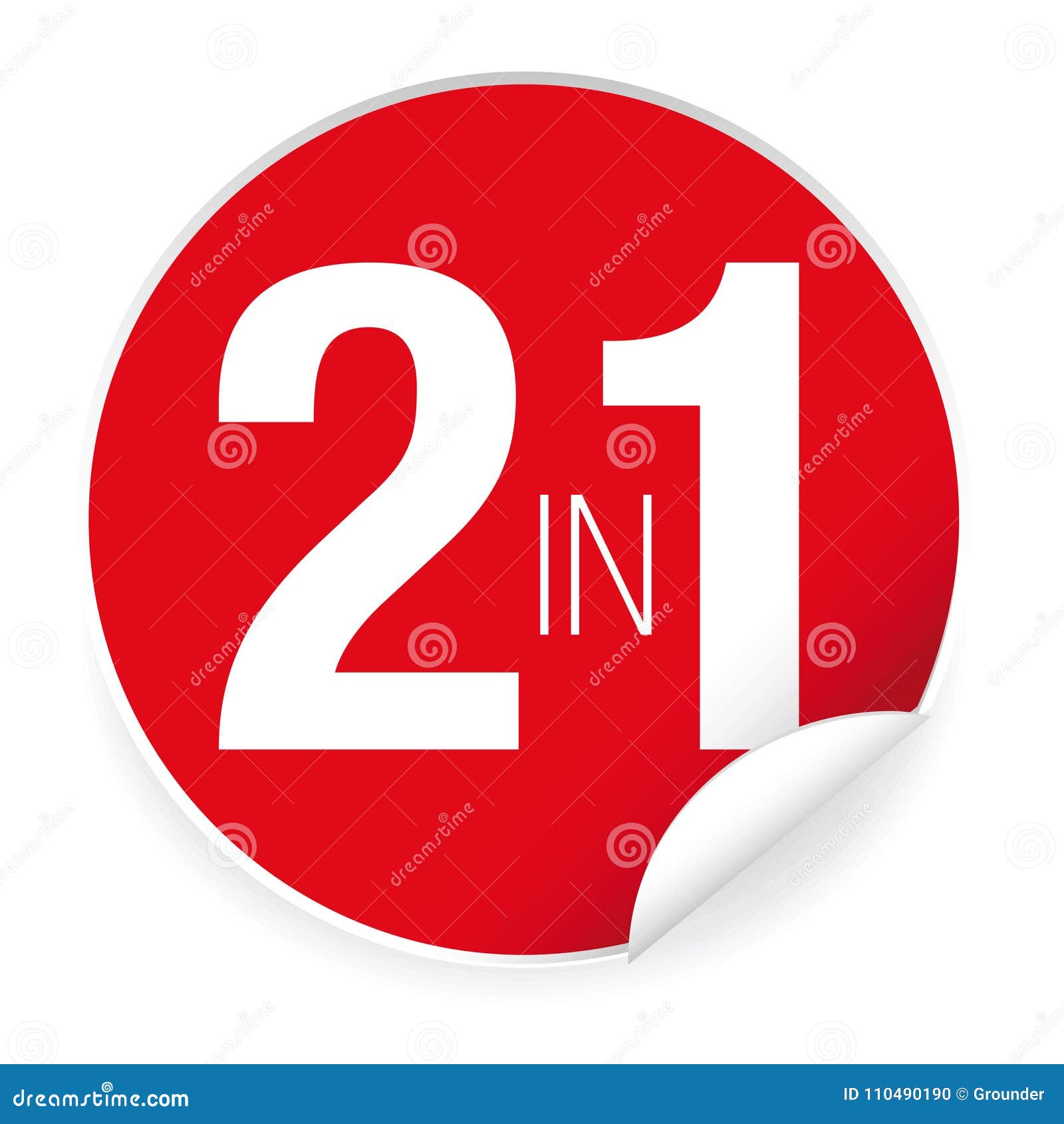 Two in One red label stock vector. Illustration of badge - 110490190