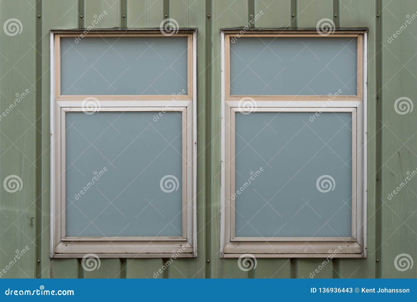Two Opaque Windows on Green Wall Stock Image - Image of warehouse ...