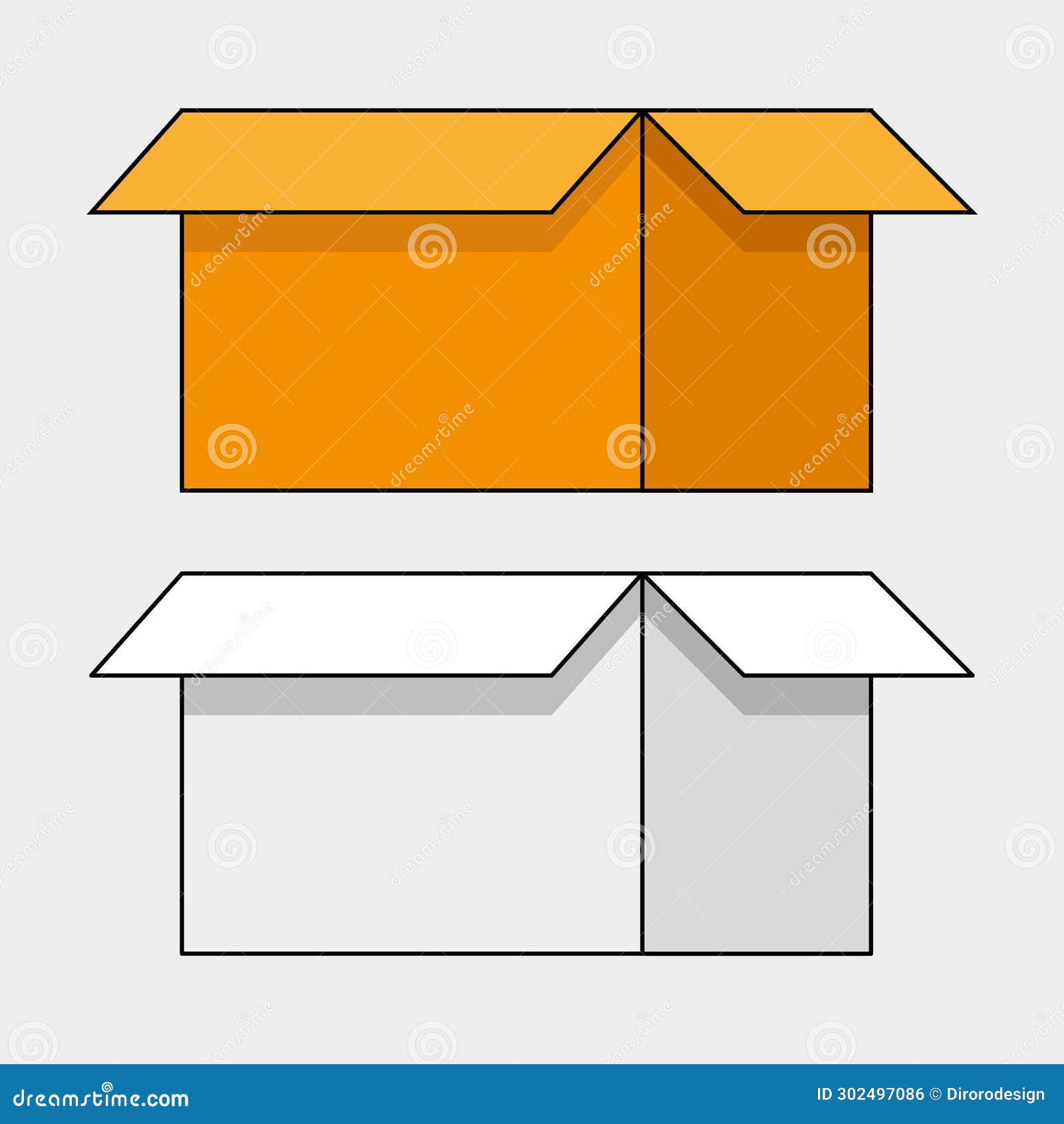 Two Open Cardboard Boxes in Different Colors Stock Vector ...