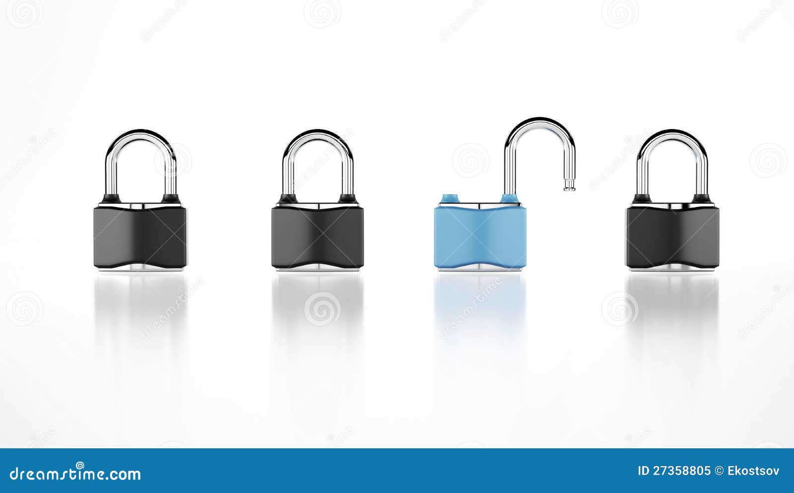 Two Open and Close Padlocks Stock Illustration - Illustration of guard ...