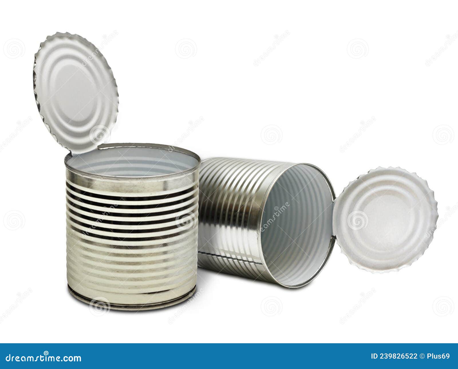 Two Open an Empty Tin Can Isolated on White Background Stock Photo ...