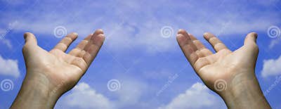 Two open hand in the sky stock image. Image of evocation - 2668101