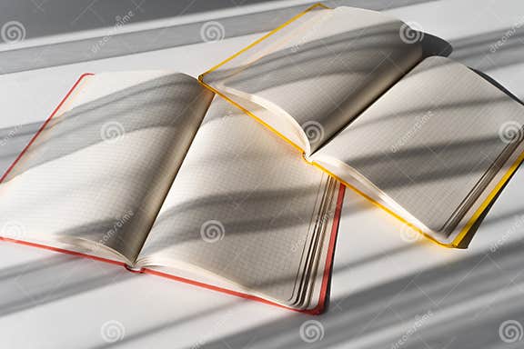 Open Notebooks with Grid Pages Stock Photo - Image of organization ...