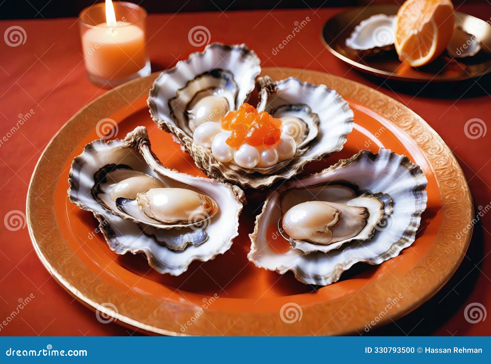 Two Open Oyster Shells with Pearls Inside Stock Illustration ...
