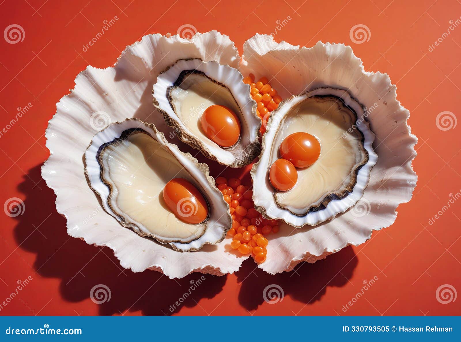 Two Open Oyster Shells with Pearls Inside Stock Illustration ...