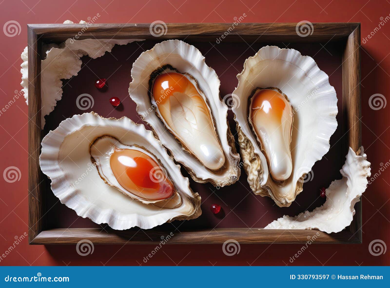 Two Open Oyster Shells with Pearls Inside Stock Illustration ...