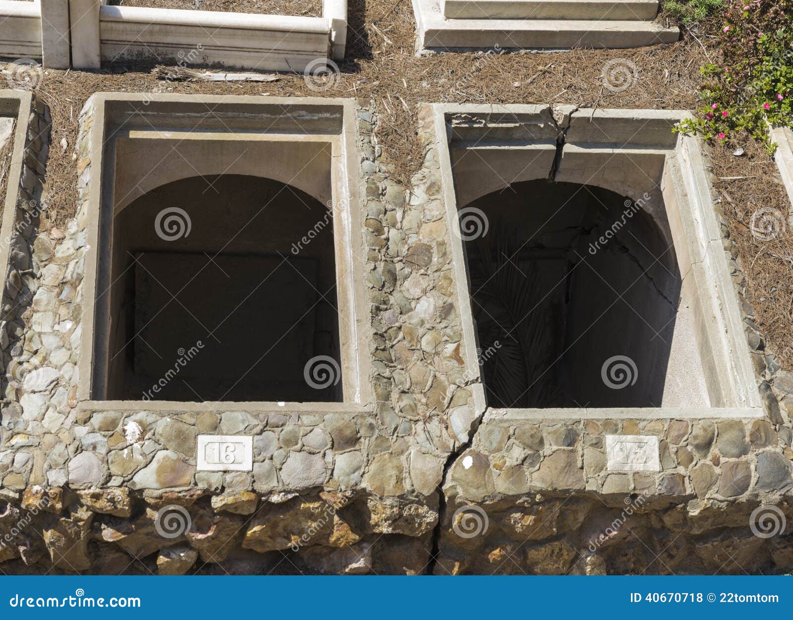 Two Open Tombs in a Cemetery Stock Photo - Image of niche, funerary ...