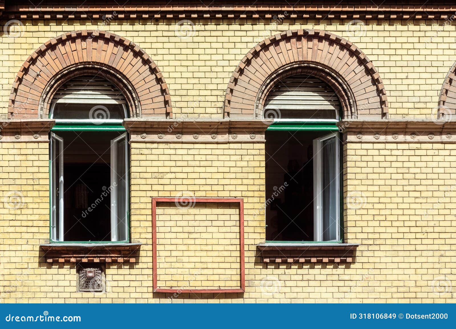 Two open windows stock image. Image of wooden, building - 318106849