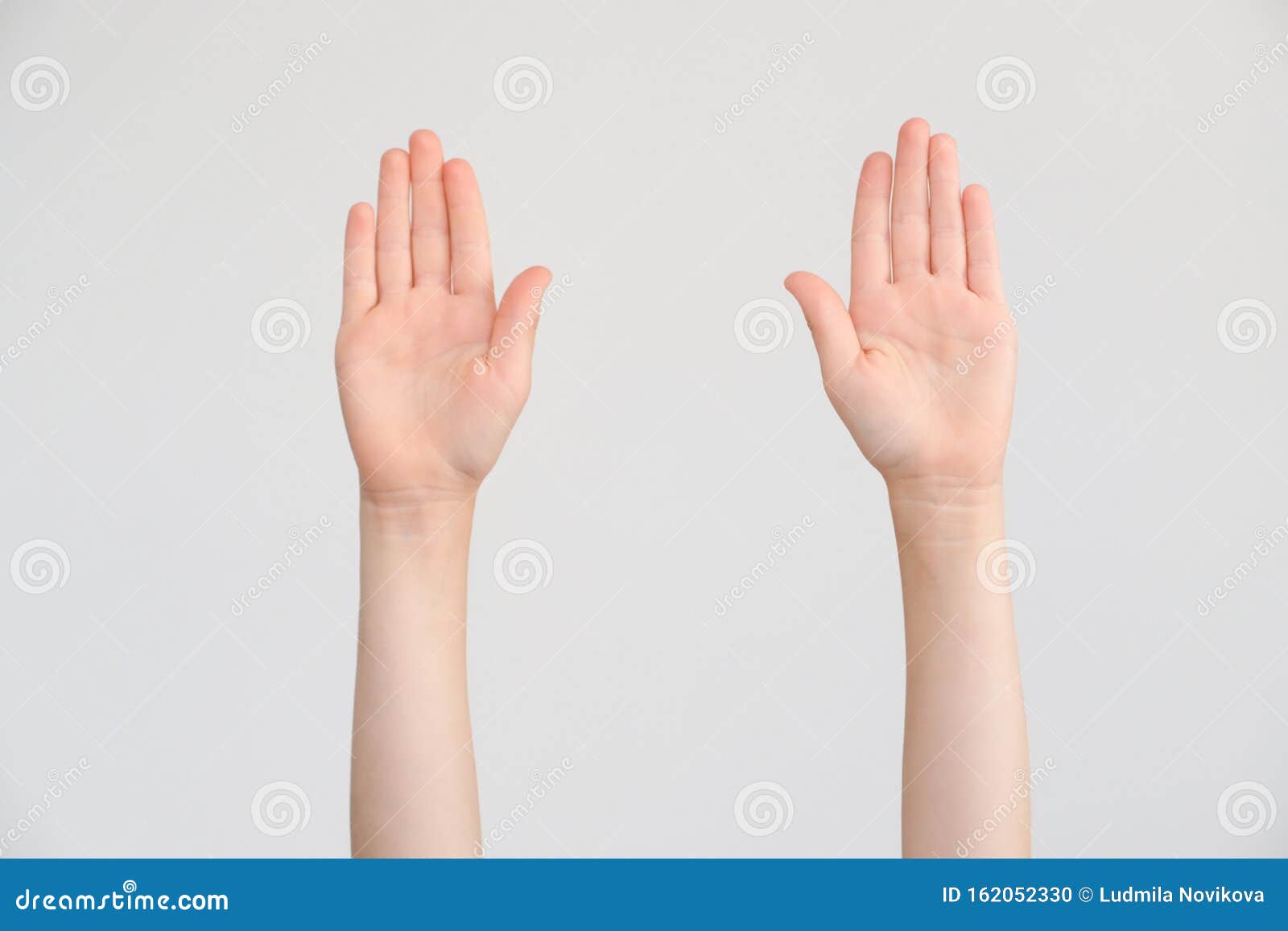 Two Opened Child`s Handbreadths Stock Photo - Image of symbol ...