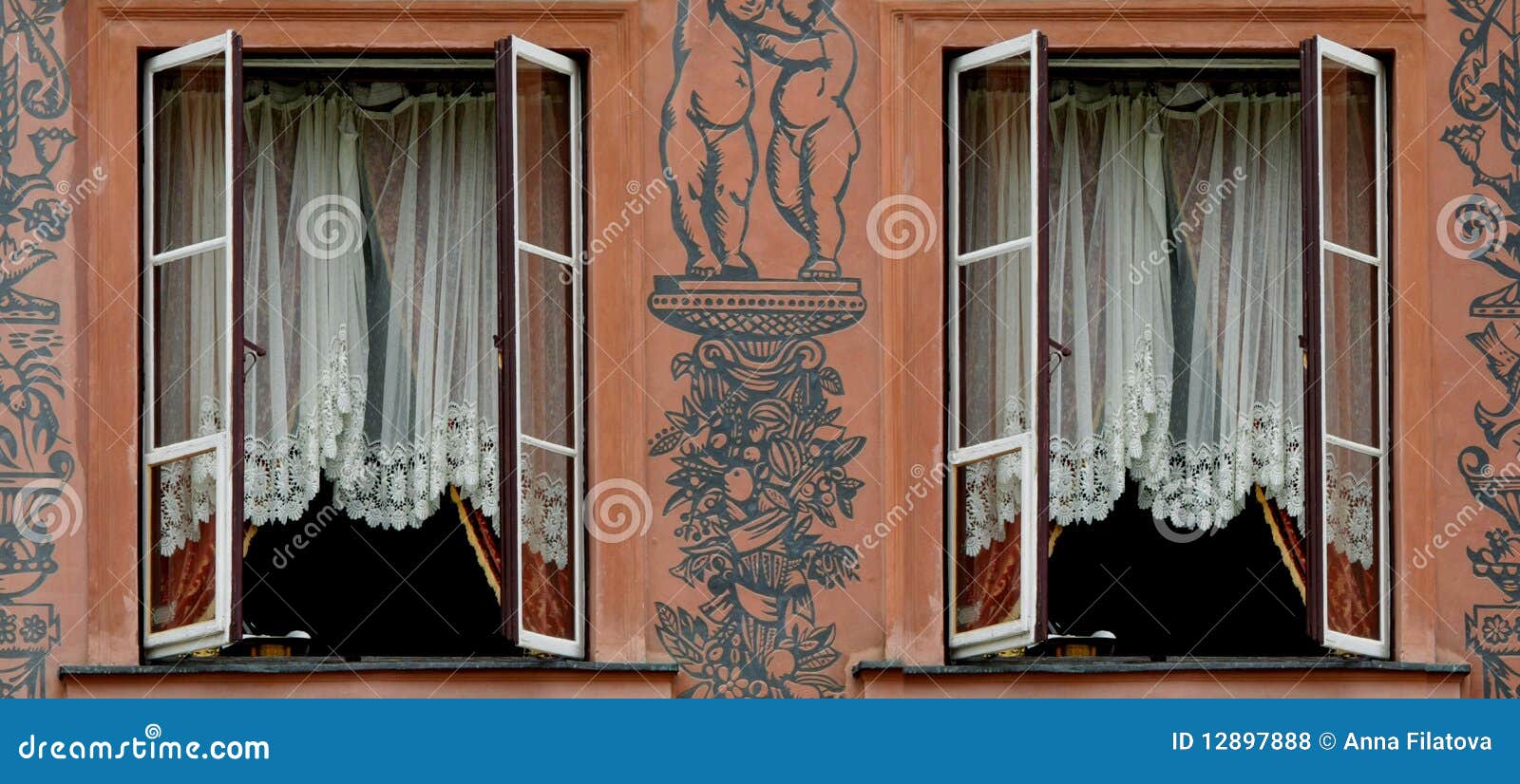 Two opened windows stock photo. Image of frame, opened - 12897888