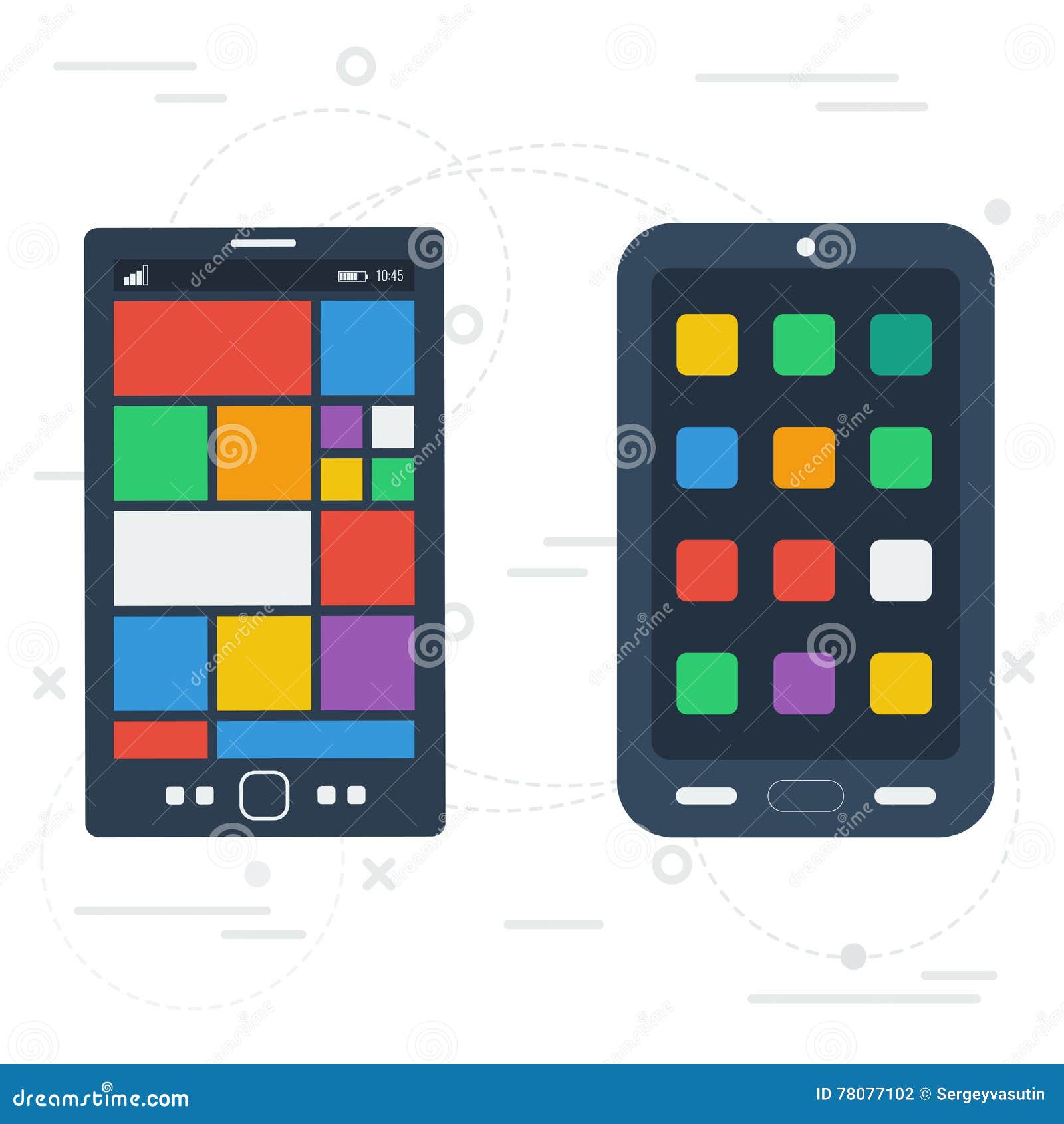 Two Operation Systems of Smartphones Stock Illustration - Illustration ...