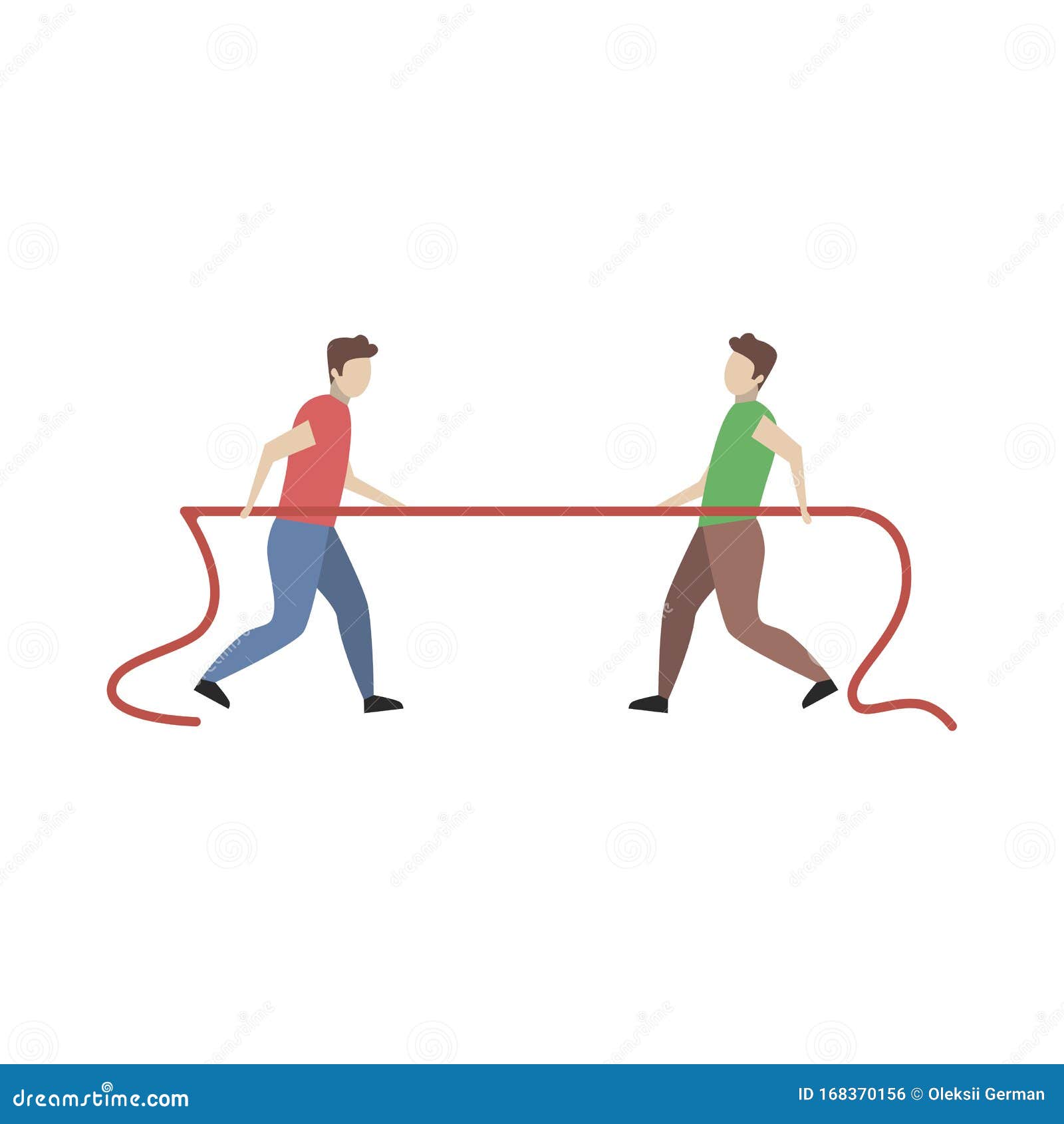Two opponents pull a rope stock vector. Illustration of young - 168370156