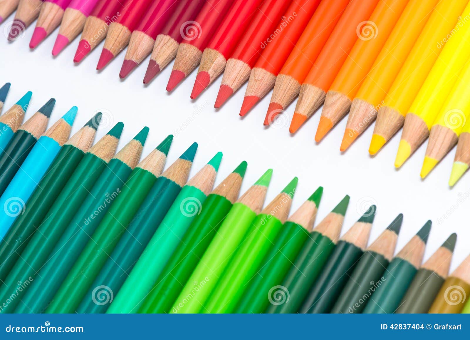 Two Opposite Rows with Colorful Crayons Stock Photo - Image of assorted ...