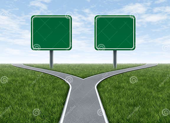 Two Options with Blank Road Signs Stock Illustration - Illustration of ...
