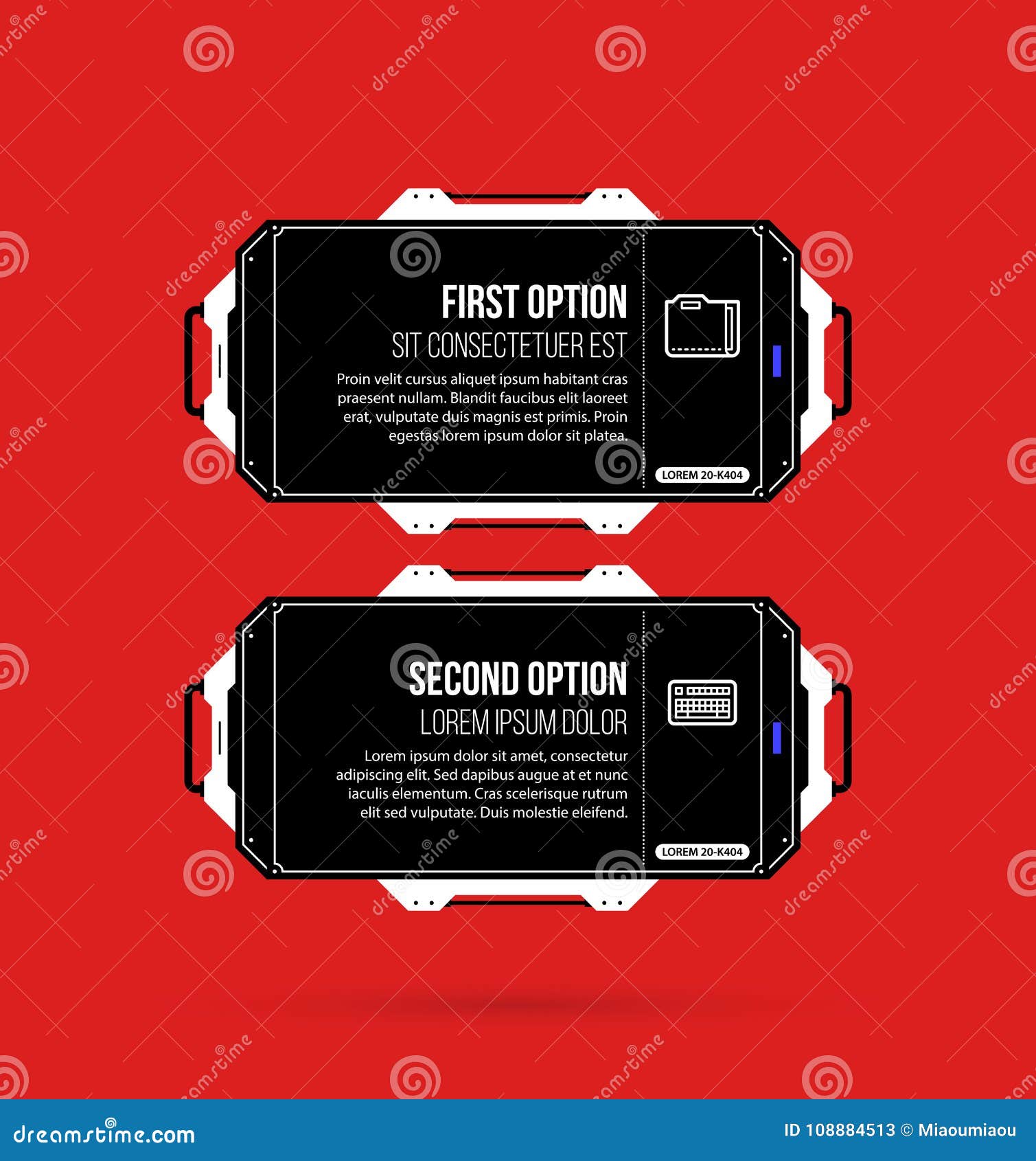 Two Options with Hi-tech Elements in Black and Red Techno Style Stock ...