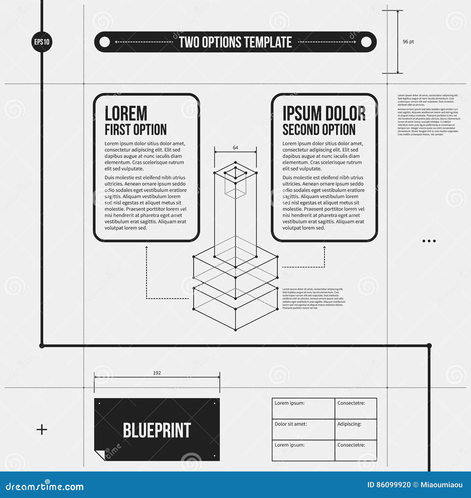 Two Options Layout in Draft Style with Abstract Isometric Object Stock ...